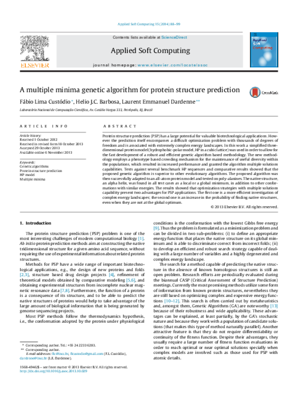 Pdf A Multiple Minima Genetic Algorithm For Protein Structure Prediction