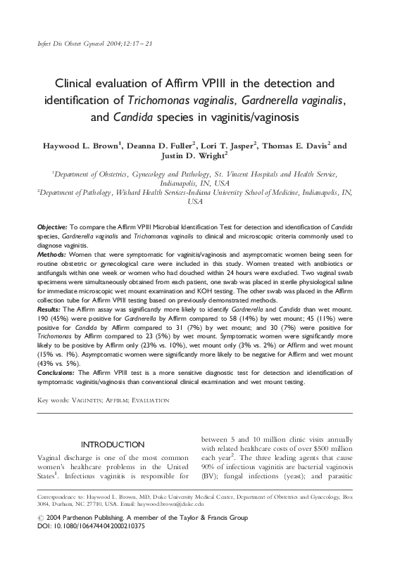 (PDF) Clinical evaluation of Affirm VPIII in the detection and ...