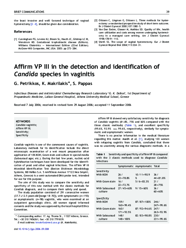 (PDF) Affirm VP III in the detection and identification of Candida ...