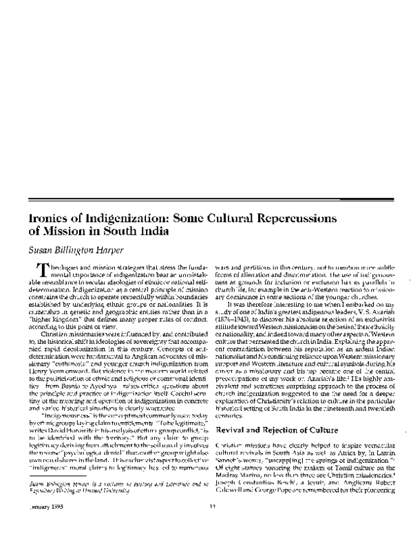 (PDF) Ironies of Indigenization: Some Cultural Repercussions of Mission ...