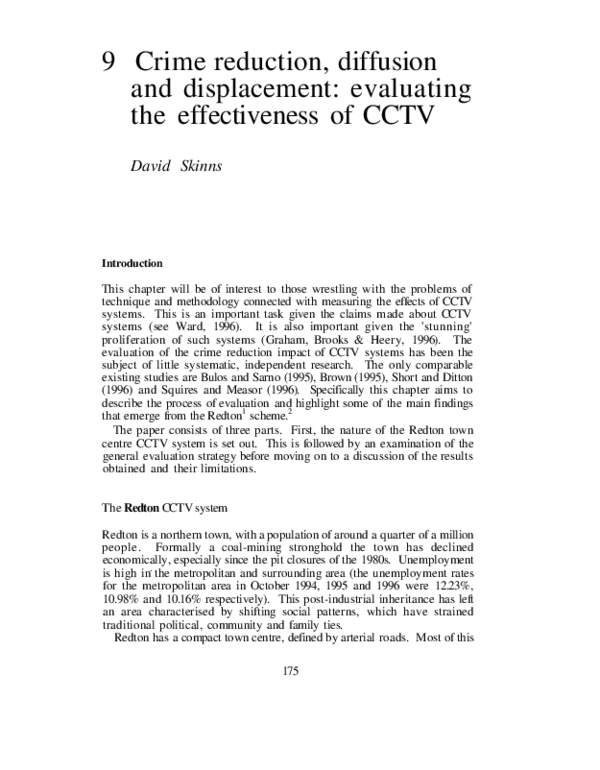 (PDF) 9 Crime reduction, diffusion and displacement: evaluating the ...