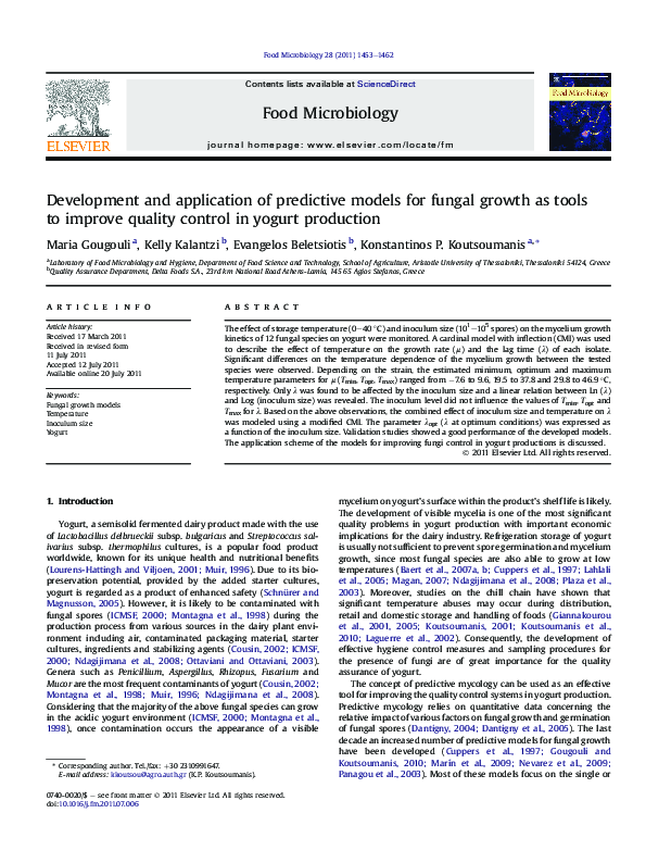 (PDF) Development and application of predictive models for fungal ...