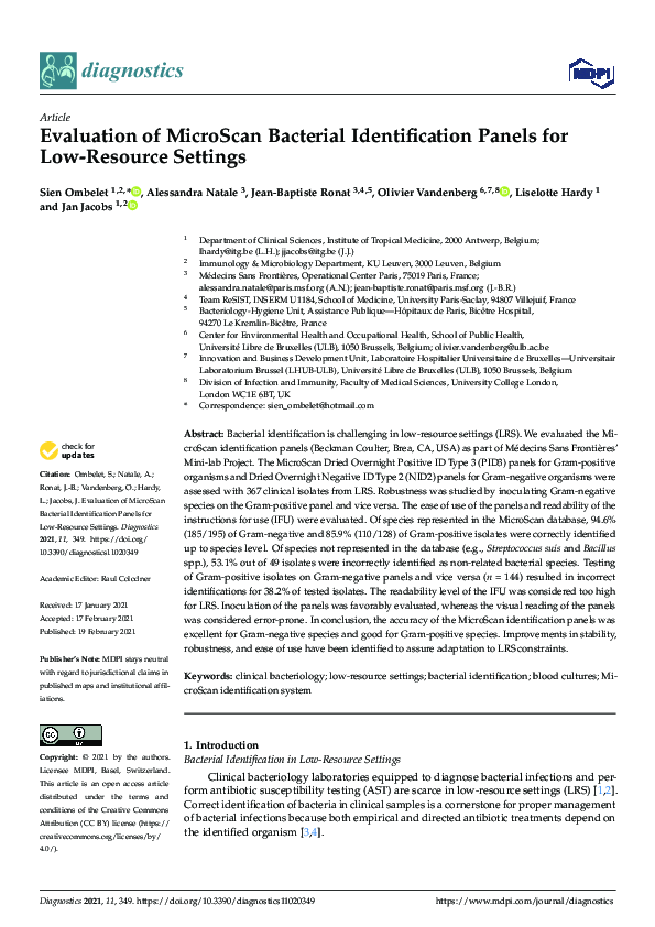 (PDF) Evaluation of MicroScan Bacterial Identification Panels for Low ...