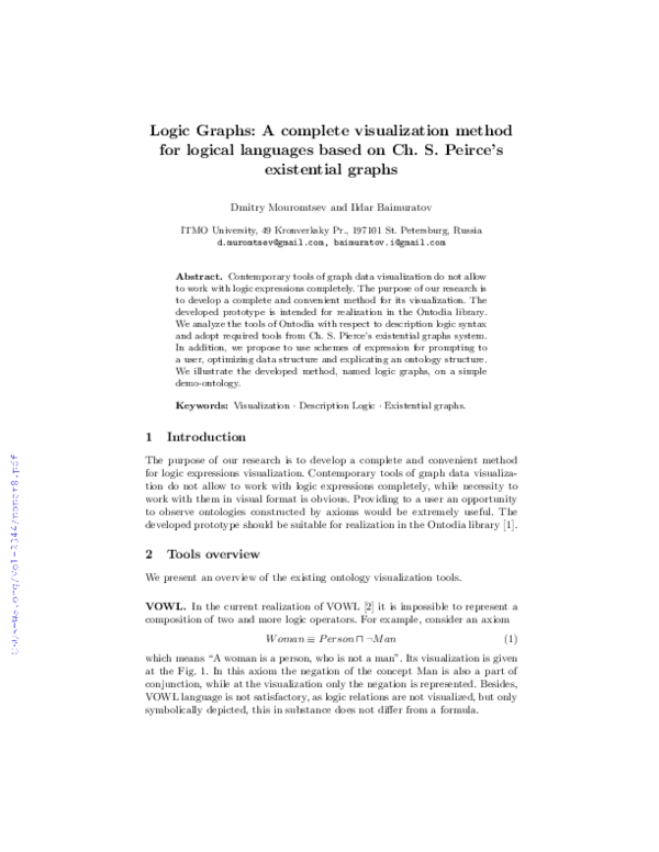 Pdf Logic Graphs A Complete Visualization Method For Logical Languages Based On Ch S Peirce