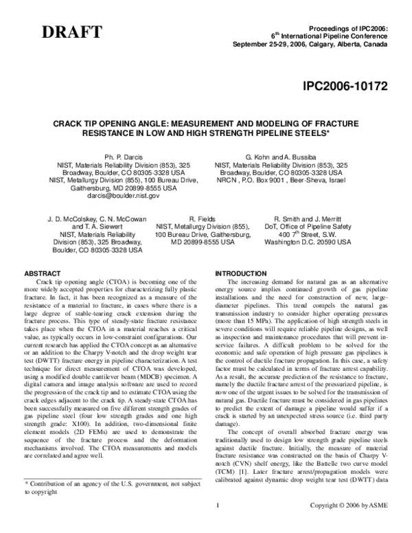 (PDF) Crack Tip Opening Angle: Measurement and Modeling of Fracture ...