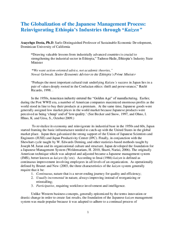 (PDF) The Globalization of the Japanese Management Process ...
