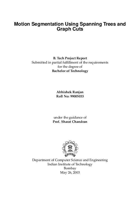 (PDF) Motion Segmentation Using Spanning Trees and Graph Cuts