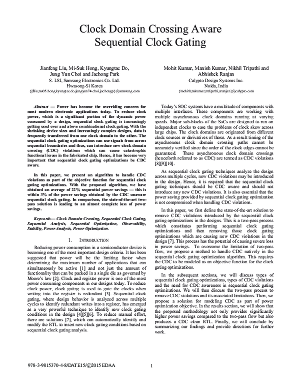 (PDF) Clock Domain Crossing Aware Sequential Clock Gating
