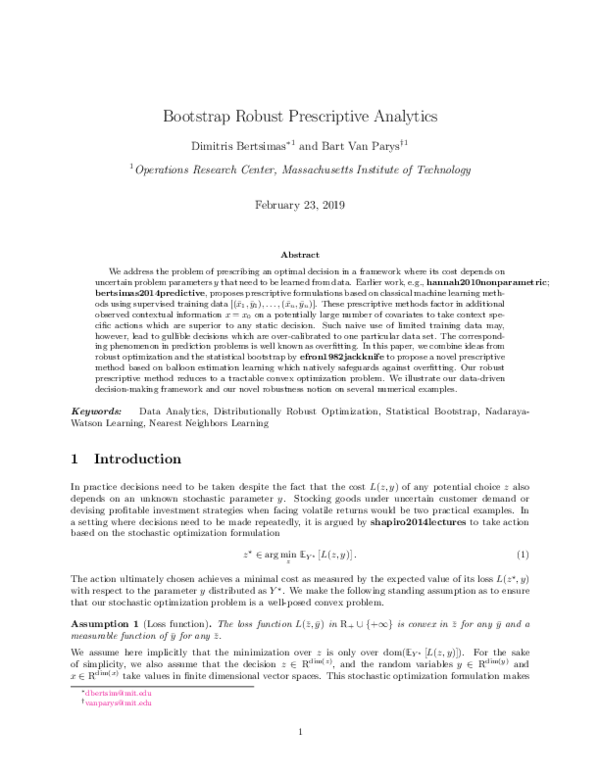 (PDF) Bootstrap Robust Prescriptive Analytics