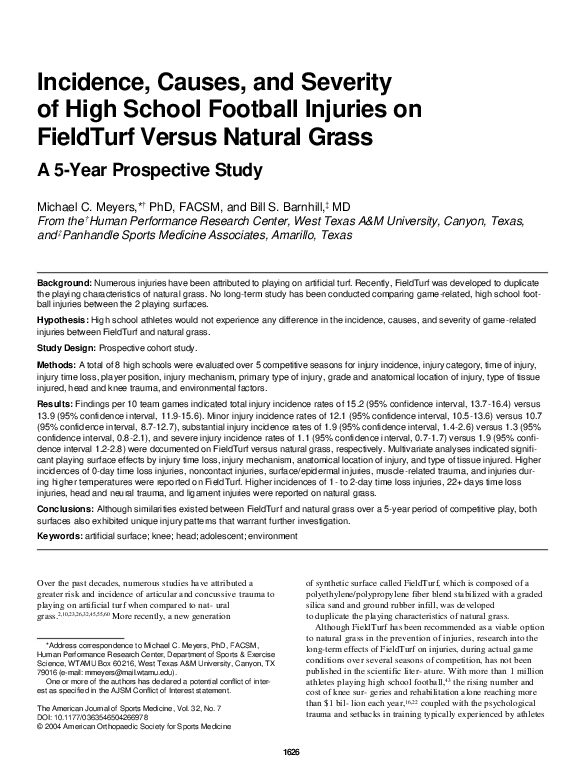 (PDF) Incidence, Causes, and Severity of High School Football Injuries ...