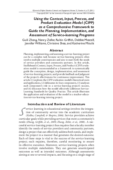 (PDF) Using the Context, Input, Process, and Product Evaluation Model ...