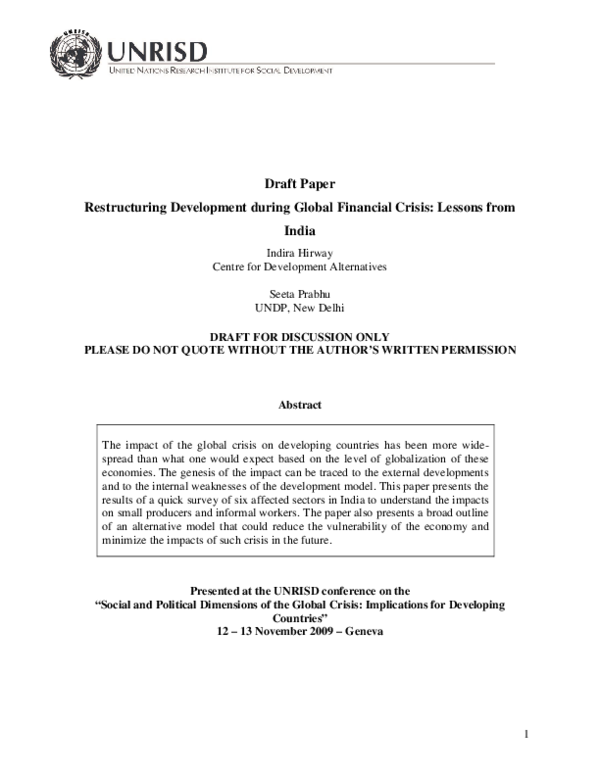 (PDF) Draft for Discussion Only Please Do Not Quote Without the Author ...