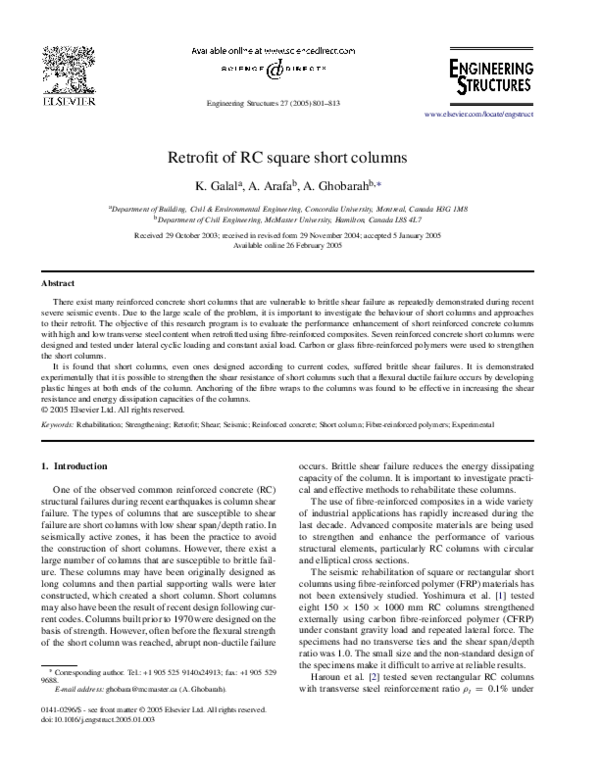 (PDF) Retrofit of RC square short columns