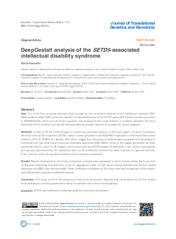 (PDF) DeepGestalt analysis of the SETD5-associated intellectual ...