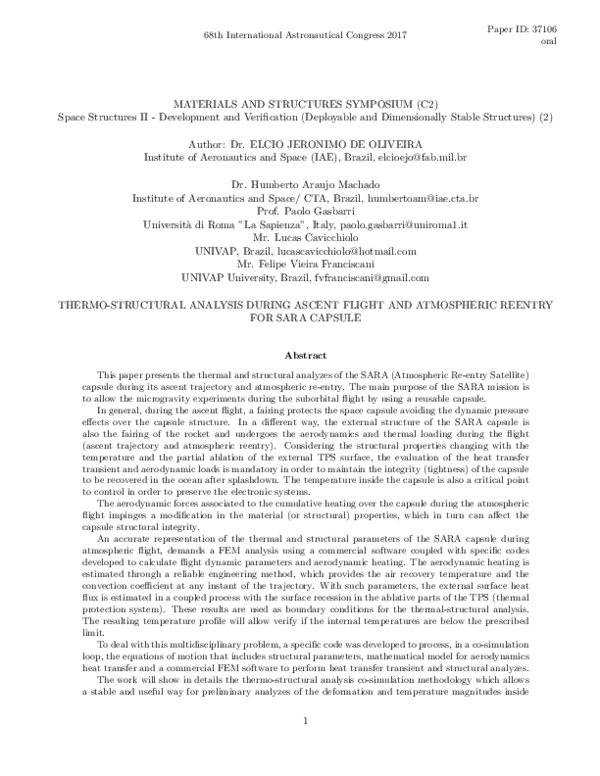 (PDF) Thermo-Structural Analysis During Ascent Flight and Atmospheric ...