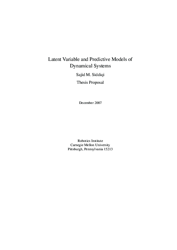 Pdf Learning Latent Variable And Predictive Models Of Dynamical