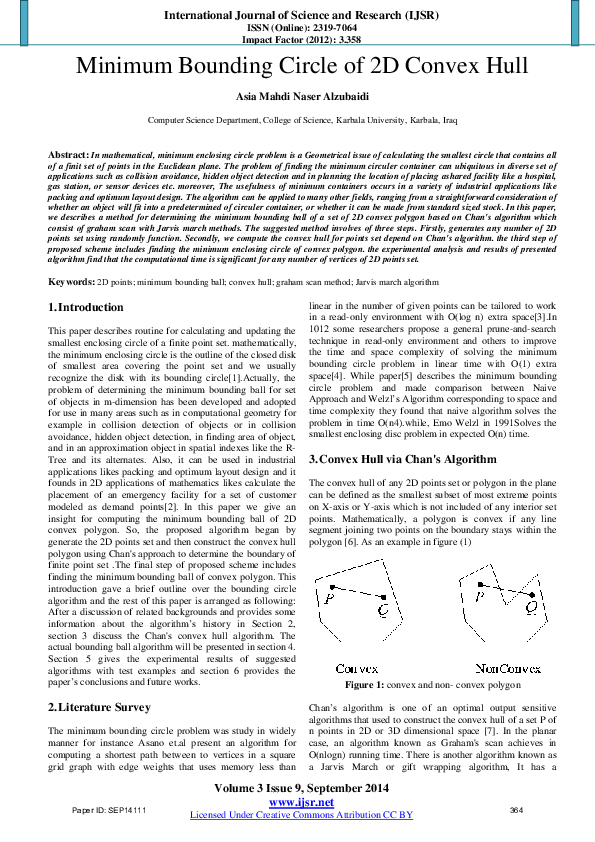 Pdf Minimum Bounding Circle Of 2d Convex Hull