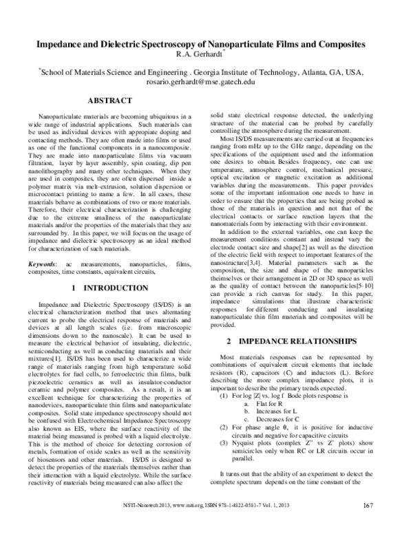 (PDF) Impedance and Dielectric Spectroscopy of Nanoparticulate Films ...