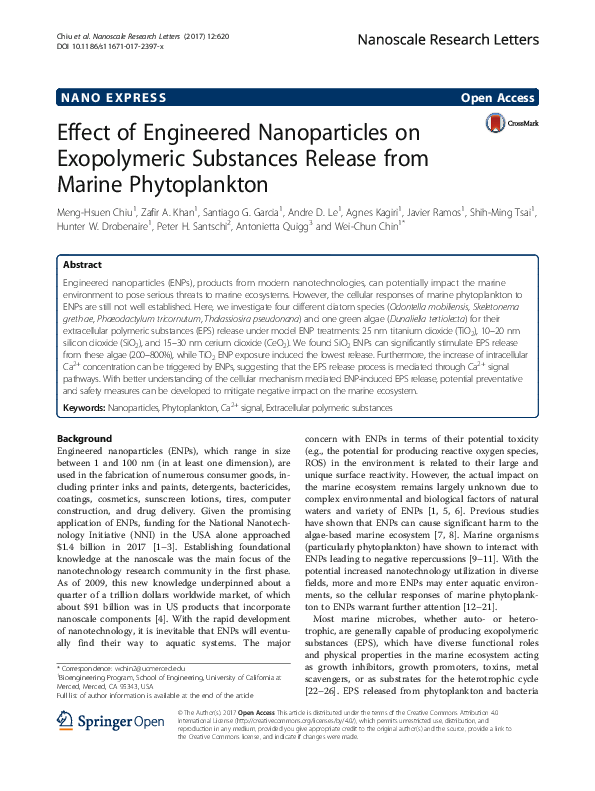 (PDF) Effect of Engineered Nanoparticles on Exopolymeric Substances ...