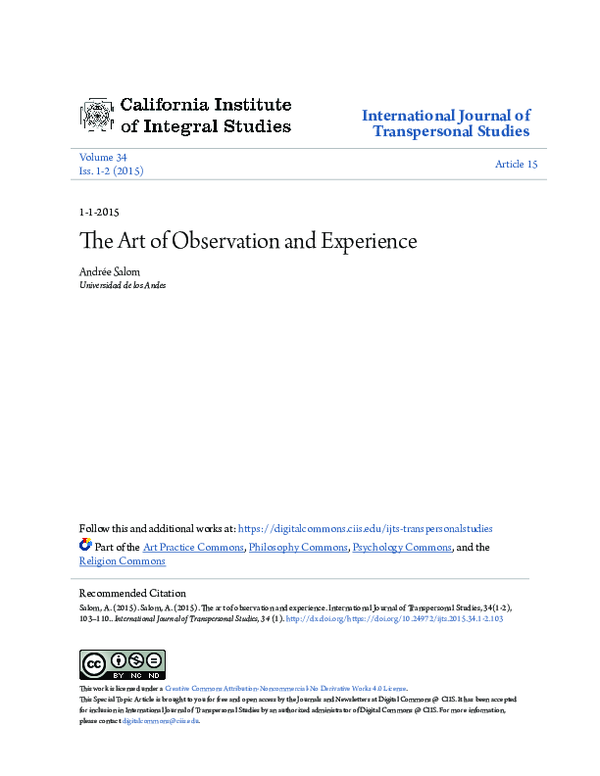 (PDF) 1-1-2015 The Art of Observation and Experience