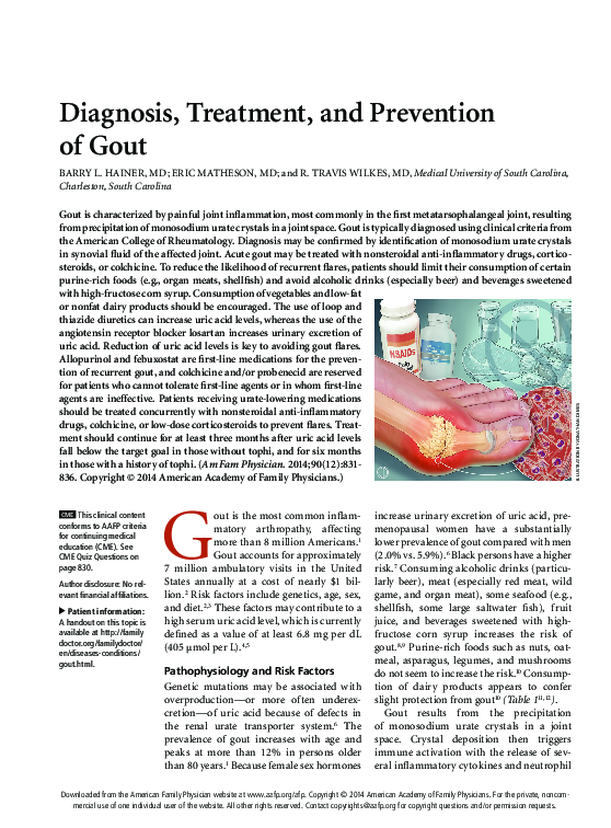 (PDF) Diagnosis, treatment, and prevention of gout