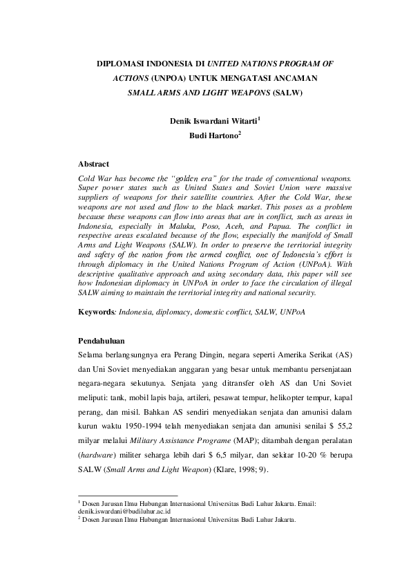 (PDF) Diplomasi Indonesia DI United Nations Program of Actions (Unpoa ...
