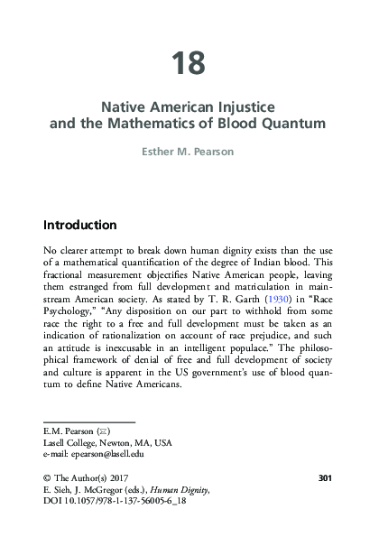 (PDF) Native American Injustice and the Mathematics of Blood Quantum