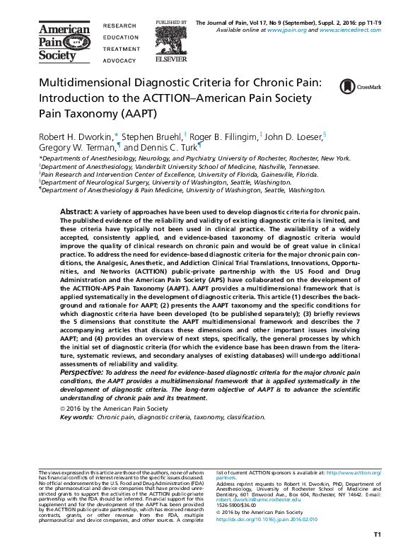 (PDF) Multidimensional Diagnostic Criteria for Chronic Pain ...