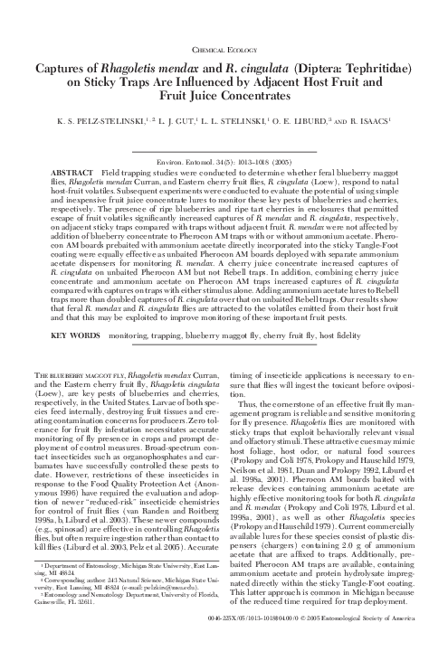 (PDF) Captures of Rhagoletis mendax and R. cingulata (Diptera ...