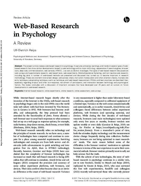 (PDF) Web-Based Research in Psychology
