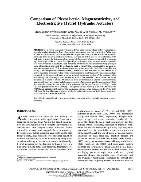 (PDF) Comparison of piezoelectric, magnetostrictive, and ...