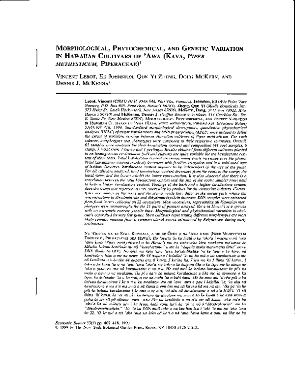 (PDF) Morphological, phytochemical, and genetic variation in hawaiian ...