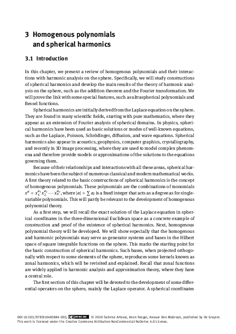 (PDF) 3. Homogenous polynomials and spherical harmonics