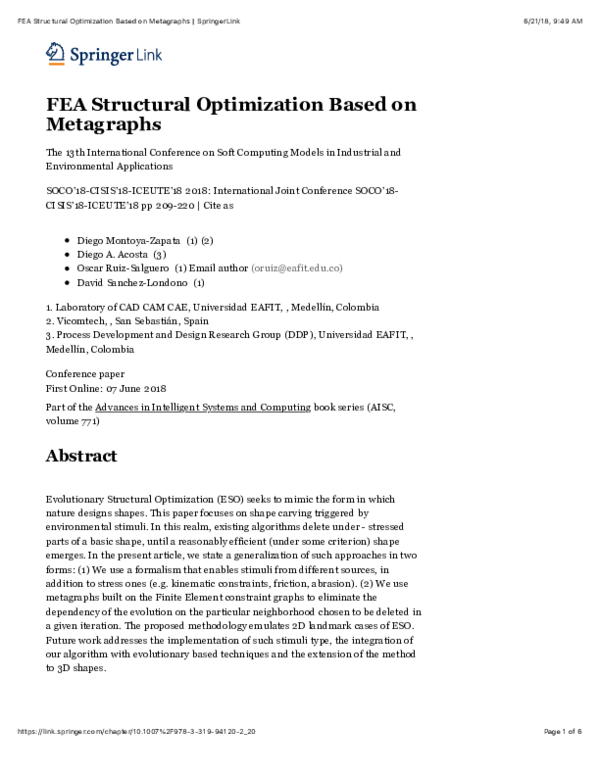 (PDF) FEA Structural Optimization Based on Metagraphs