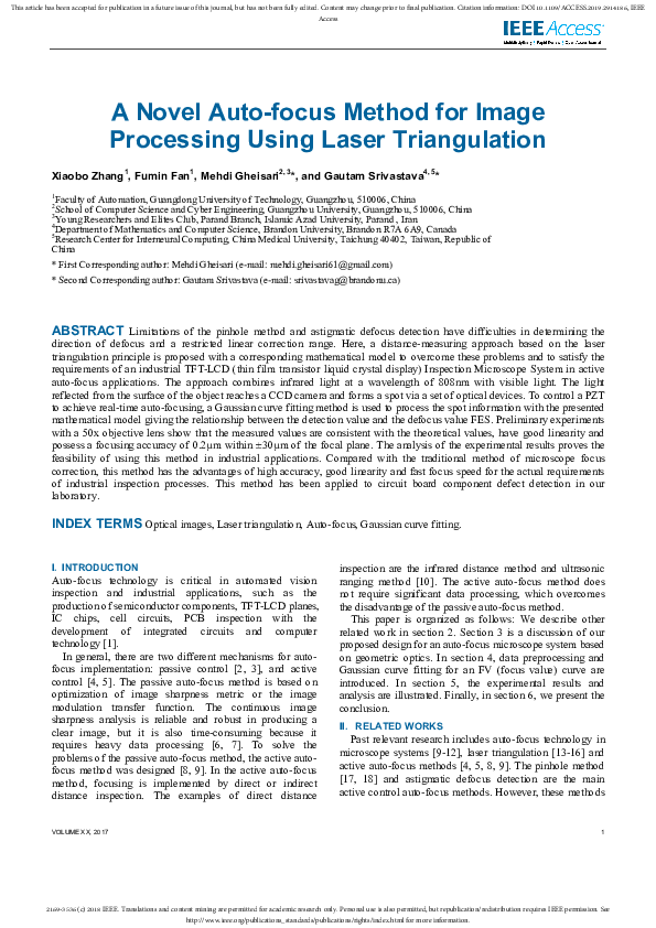 (PDF) A Novel Auto-focus Method for Image Processing Using Laser ...