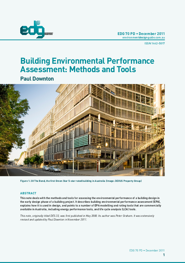 (PDF) Building environmental performance assessment: Methods and tools
