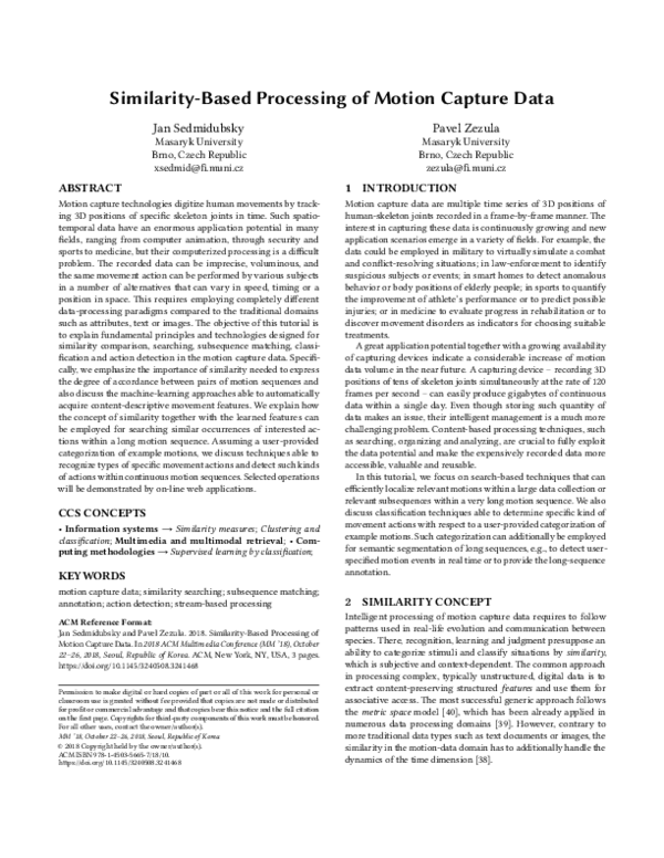 (PDF) Similarity-Based Processing of Motion Capture Data