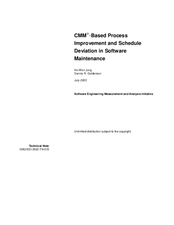 (PDF) CMM - Based Process Improvement and Schedule Deviation in ...