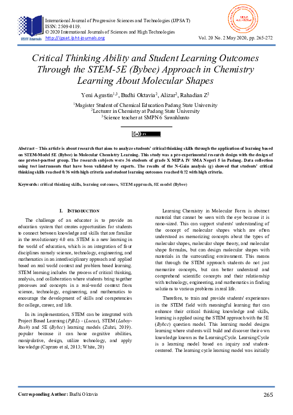 (PDF) Critical Thinking Ability and Student Learning Outcomes Through ...
