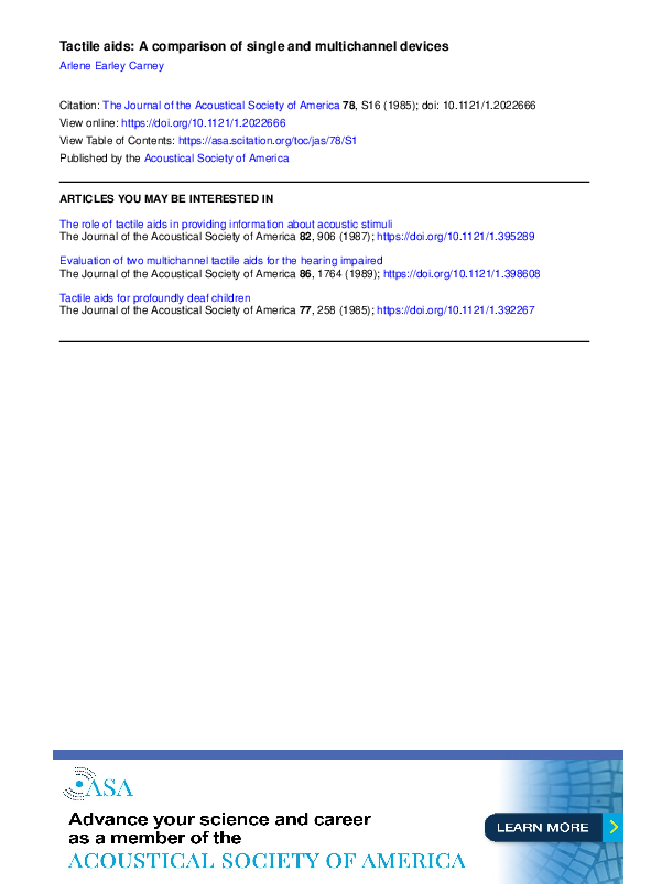 (PDF) Tactile aids: A comparison of single and multichannel devices