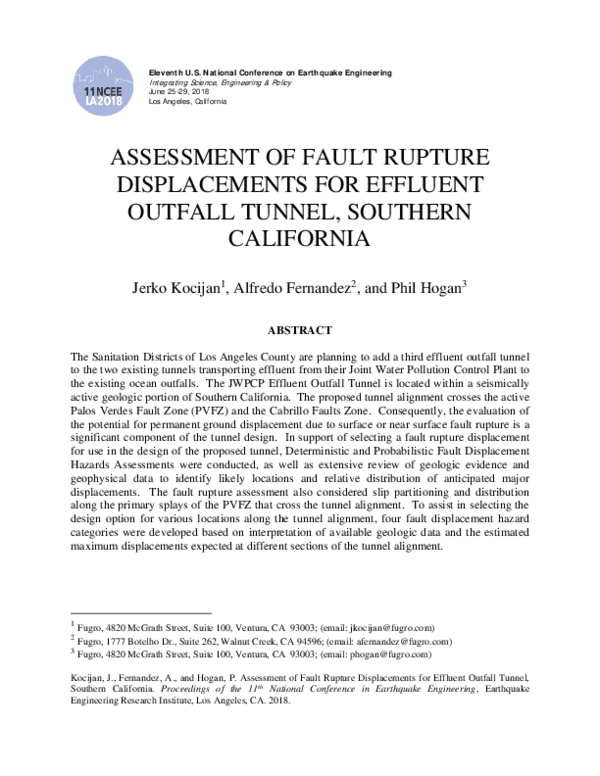 (PDF) Assessment of Fault Rupture Displacements for Effluent Outfall ...