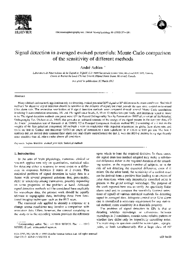 (PDF) Sensitivity of Methods for Evoked Signal Detection