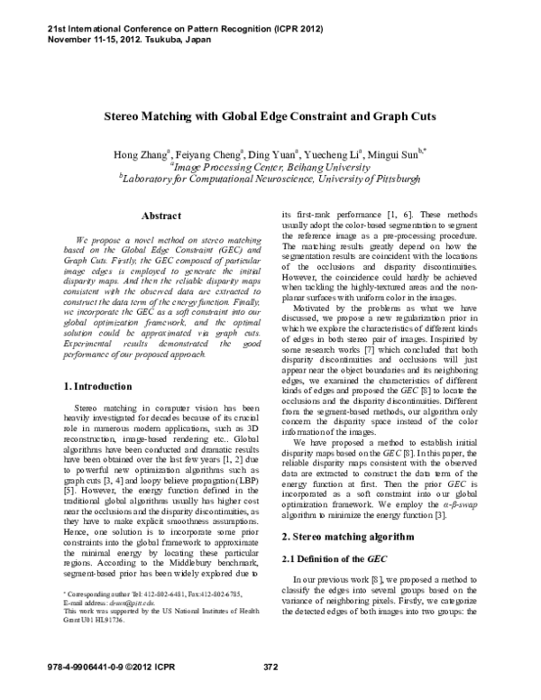 (PDF) Stereo matching with Global Edge Constraint and Graph Cuts