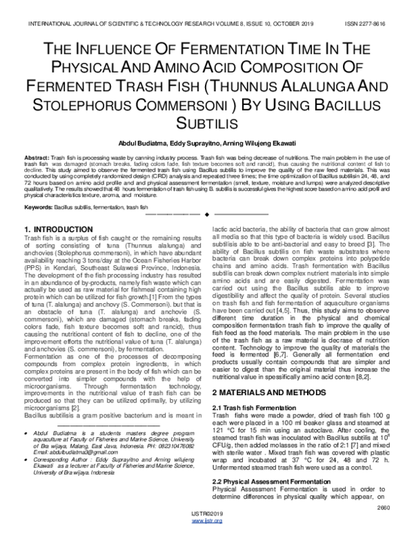 (PDF) The Influence of Fermentation Time in the Physical and Amino Acid ...