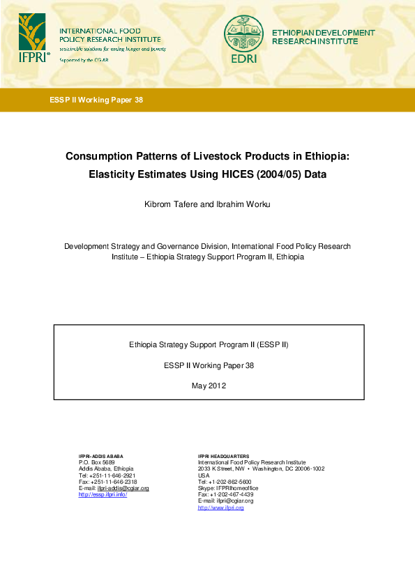 (PDF) Consumption patterns of livestock products in Ethiopia ...