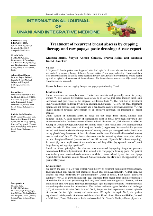 (PDF) Treatment of recurrent breast abscess by cupping therapy and raw ...