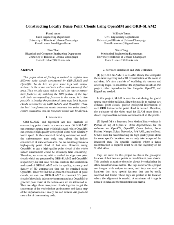 (PDF) Aligning ORB-SLAM2 and OpenSfM Point Clouds