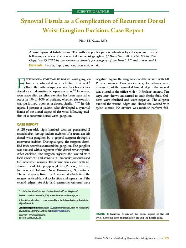 (PDF) Synovial Fistula as a Complication of Recurrent Dorsal Wrist ...