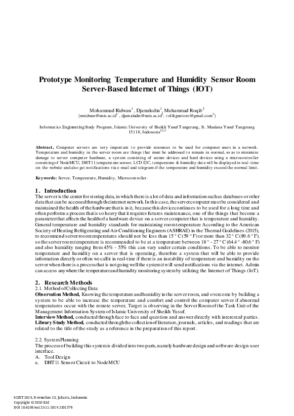 (PDF) Prototype Monitoring Temperature and Humidity Sensor Room Server ...