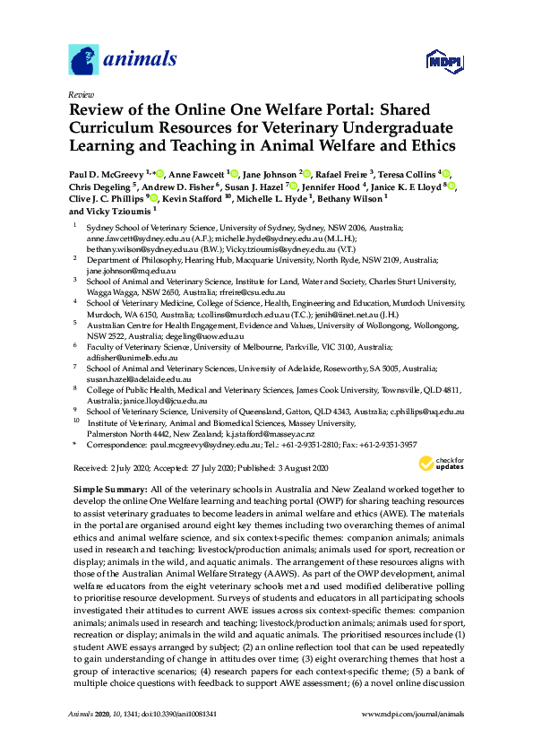 (PDF) Review of the Online One Welfare Portal: Shared Curriculum ...